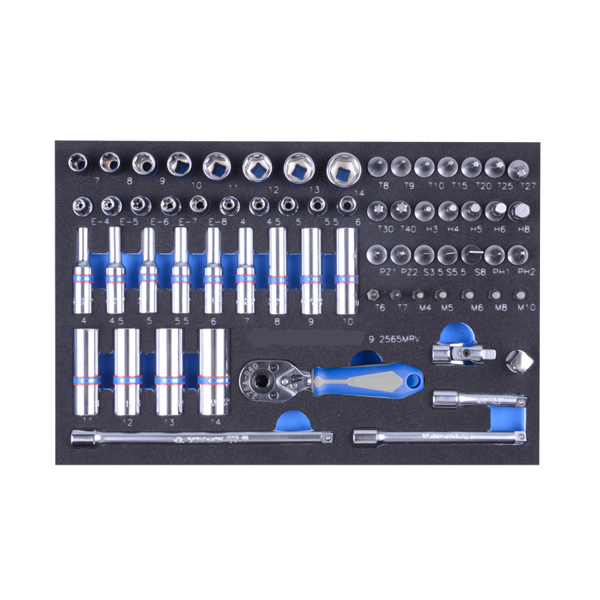 GT-9-2565MRV - King Tony 65Pc 1/4'' Socket Set For Trolley Tray With E ...