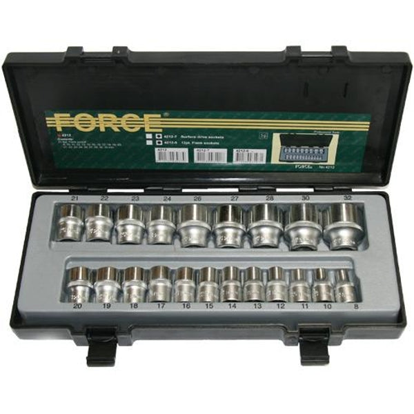 FO-4212 - Force 1/2'' 21Pc Socket Set 8-32mm – Garage & Tool Supplies